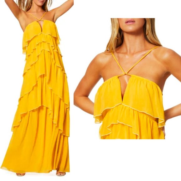 Ramy Brook Dresses Nwt Ramy Brook Yellow Tiered Maxi Dress Halter